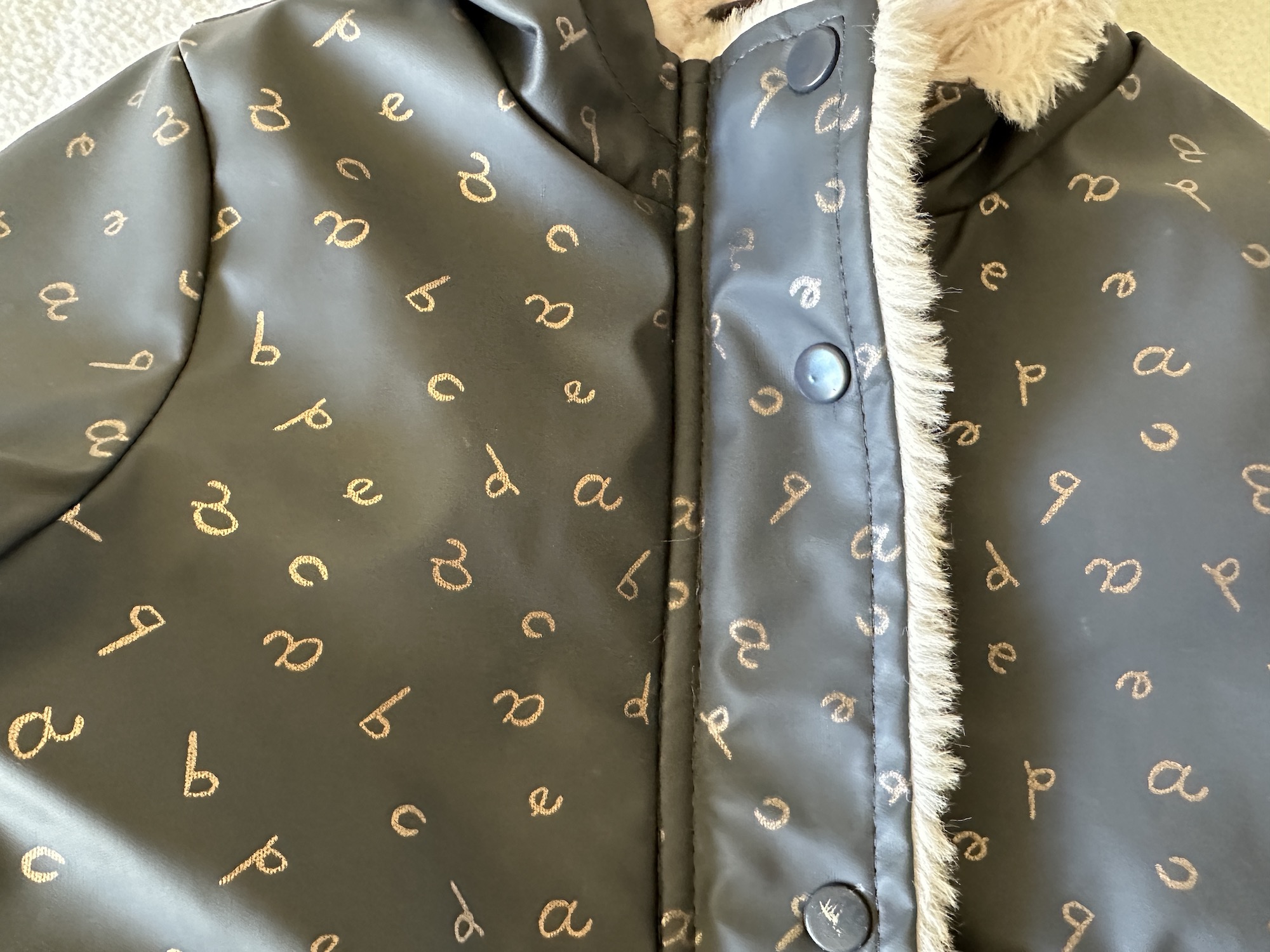 Zara Furry Alphabet Toddler Raincoat - Malibu Karina